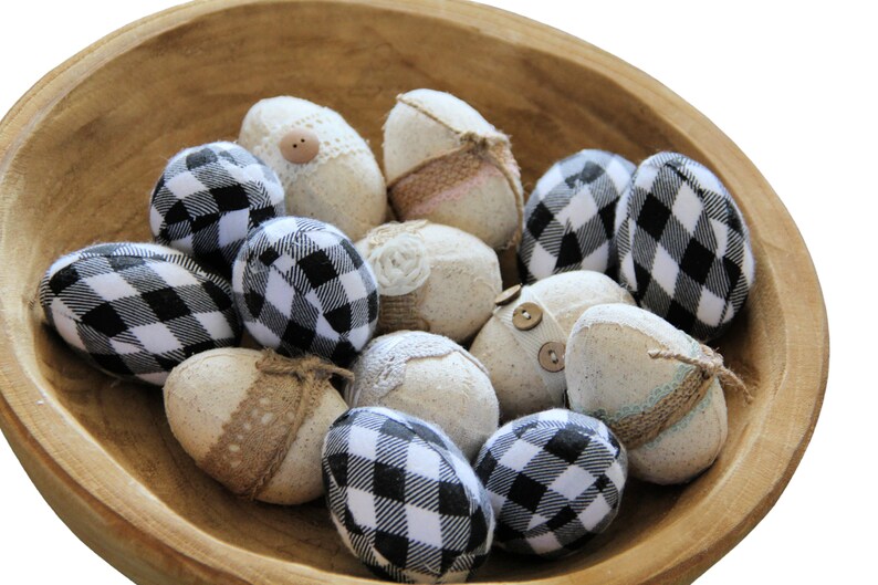 Rustic Neutral and Buffalo Plaid Easter Eggs Fabric Eggs - Etsy