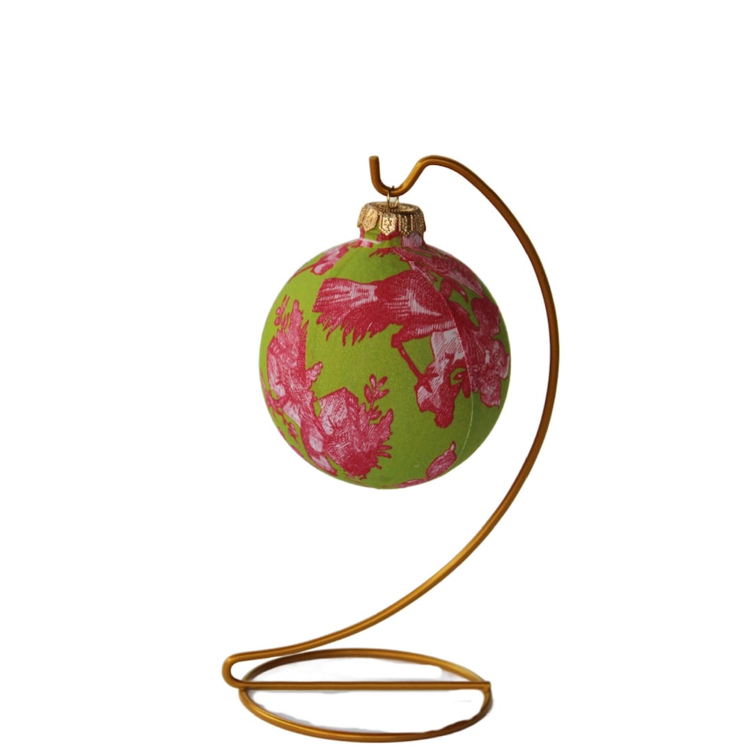 Green and Pink Chinoiserie Toile Christmas Ornaments, Tree Decoration ...