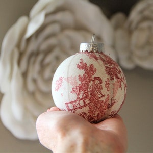 Red Toile Christmas Ornament: French Country Fabric Tree Decoration - Etsy