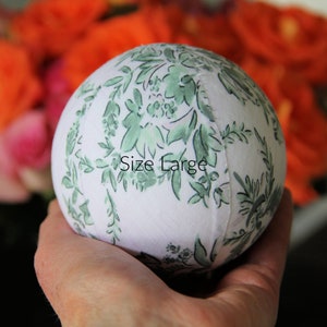 Chinoiserie Rag Balls, Sage Green and White, Spring Home Decor Accents ...