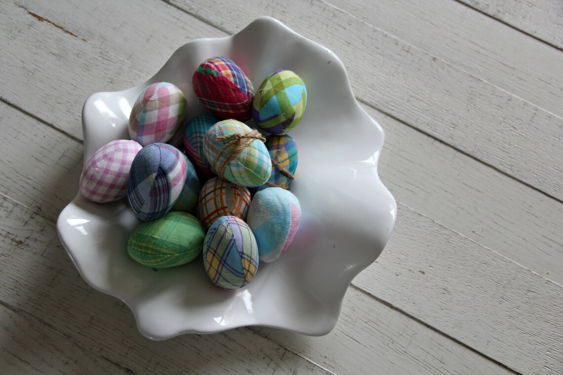 Plaid Easter Egg's Fabric Egg's Easter Decoration - Etsy