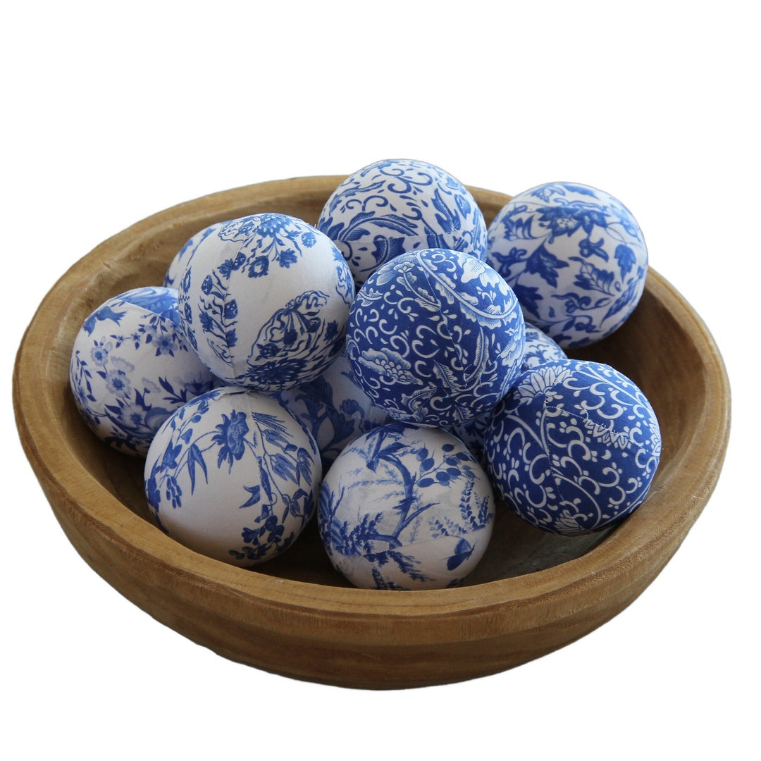 Blue and White Chinoiserie Inspired Bowl Fillers. Decorator Rag Balls ...