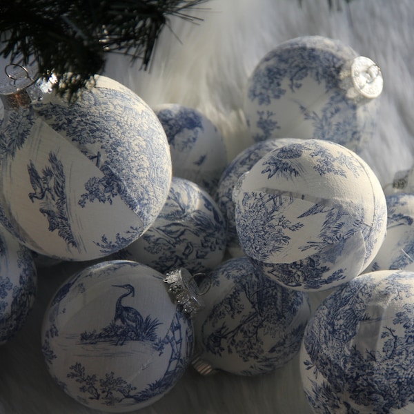 Blue and White Christmas Ornaments - Etsy