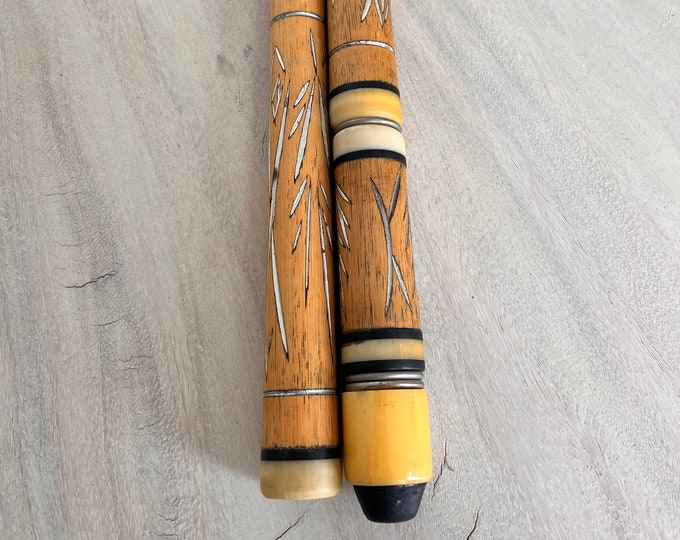 Vintage POOL BILLIARDS CUE, 3 Piece Cue With Elaborate Hand Carvings ...