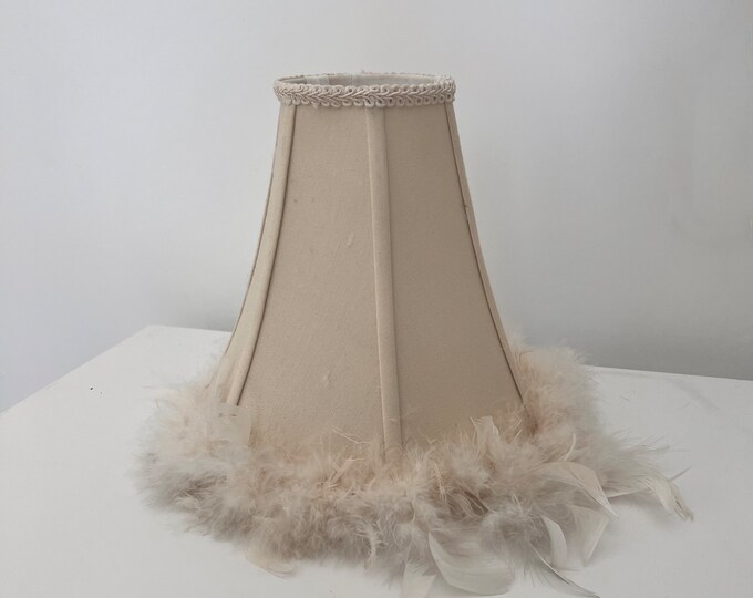 Vintage FEATHER LAMP SHADE, Shabby Chic Lampshade, White Feather ...