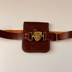 Vintage SCOUT BELT & POUCH, Canada Maple Leaf Insignia, Leather Belt ...