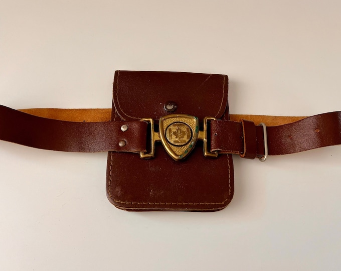 Vintage SCOUT BELT & POUCH, Canada Maple Leaf Insignia, Leather Belt ...
