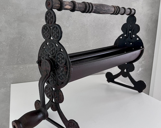 Vintage 1920s CAST IRON NEWSPAPER Log Roller, Antique Ornate Fireplace ...