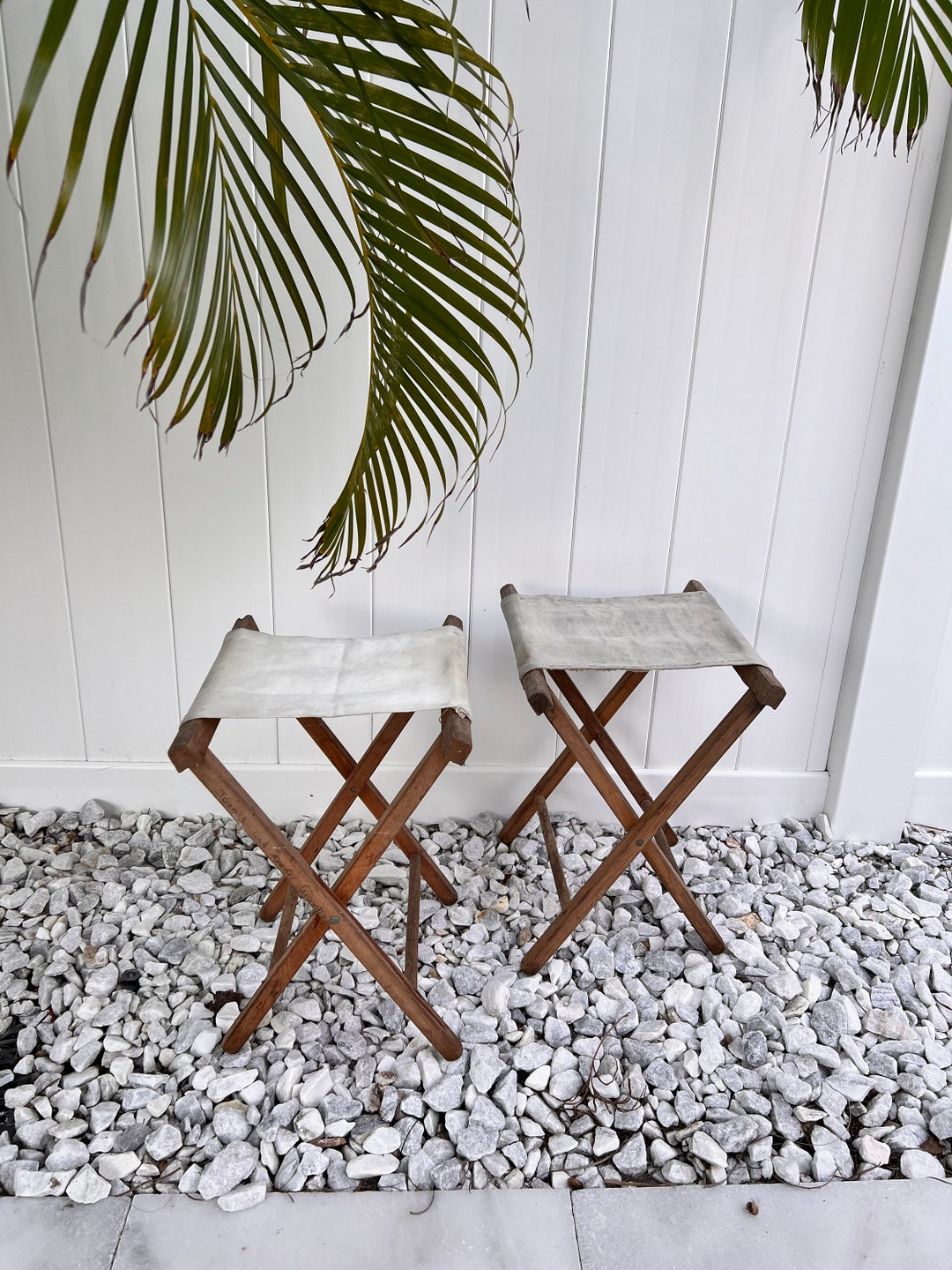 Vintage WOOD CAMP STOOL, Wood and Canvas Folding Stool, 1940s Camp ...