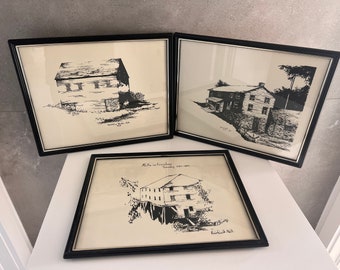 Vintage Pen & Ink Drawings & Illustrations - Etsy