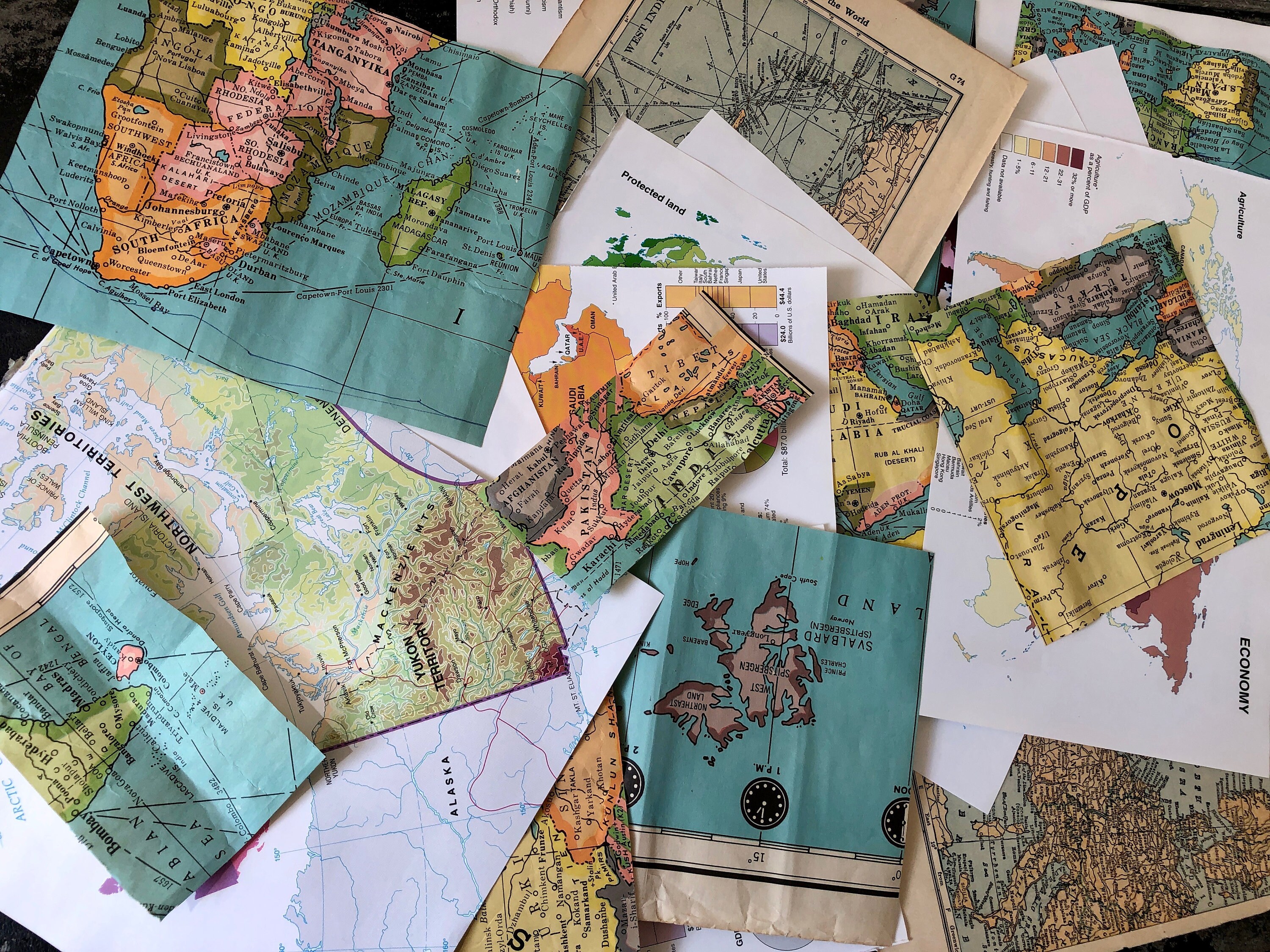 Vintage 30 Pieces SCRAPS of MAPS Kit Vintage Map Scrap Pack | Etsy