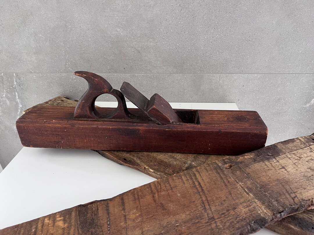 Vintage Dwight French & Co. Wood Block Plane: 20" Rustic Farmhouse ...