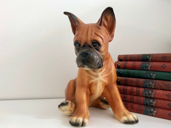 Vintage Large CERAMIC BOXER FIGURINE Mid-century Dog Statue - Etsy