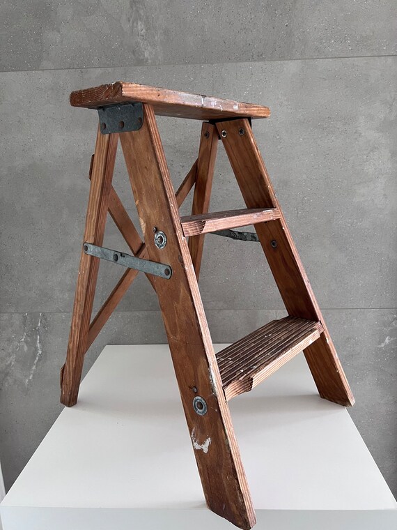 Two step wooden ladder store