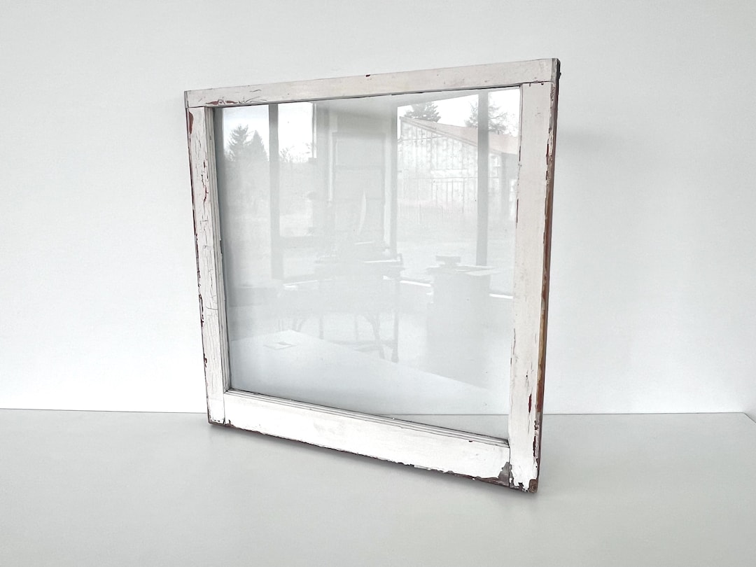 Vintage SINGLE PANE WINDOW, Wood Frame Chippy Paint Window, Rustic ...