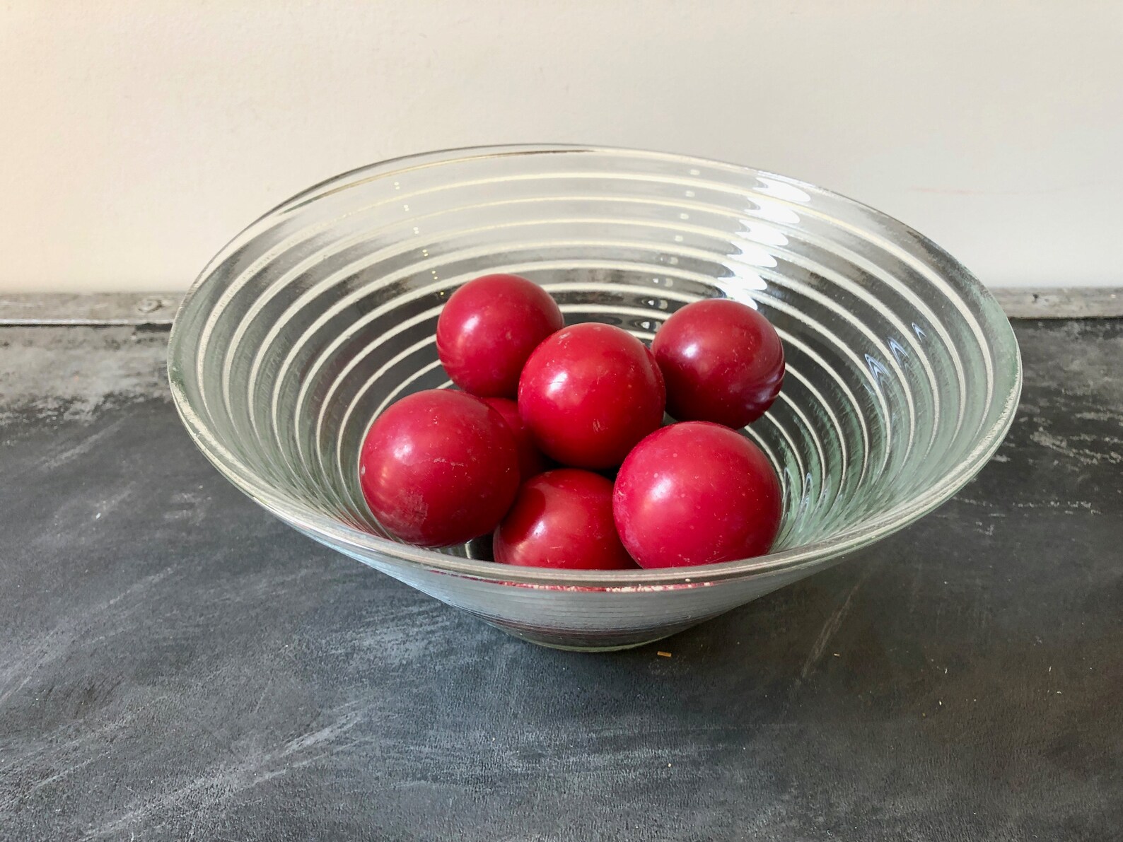 Vintage CLEAR GLASS RIBBED Bowl Large Fruit Bowl Horizontal - Etsy