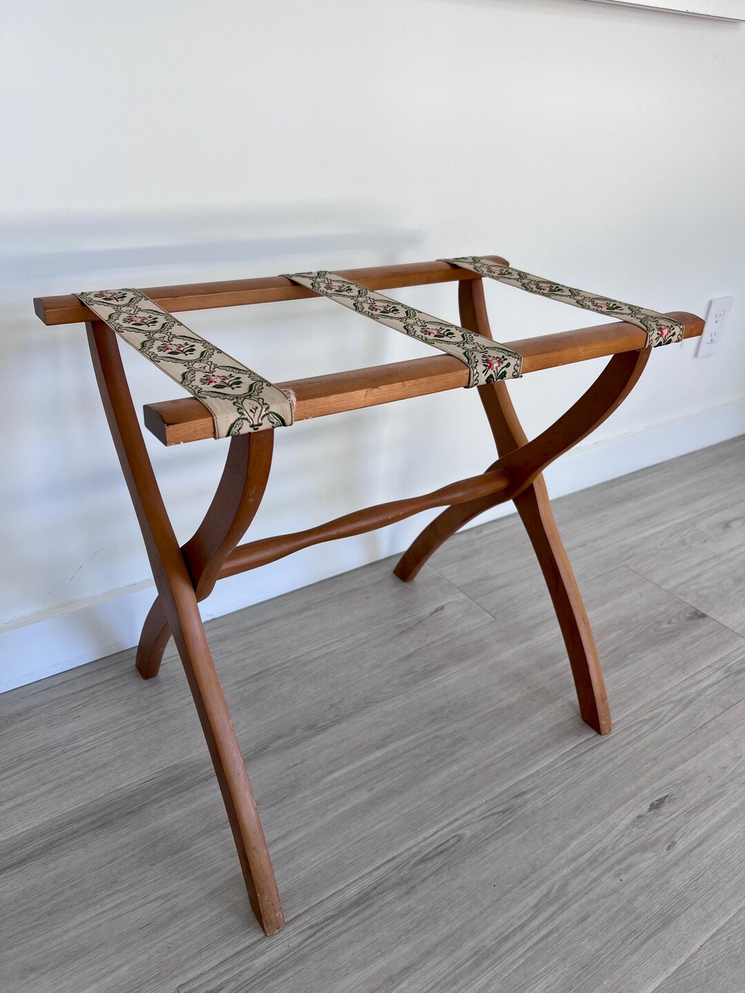 Vintage SCHEIBE WOOD SUITCASE Stand, Luggage Rack, 1960s Folding Wood ...