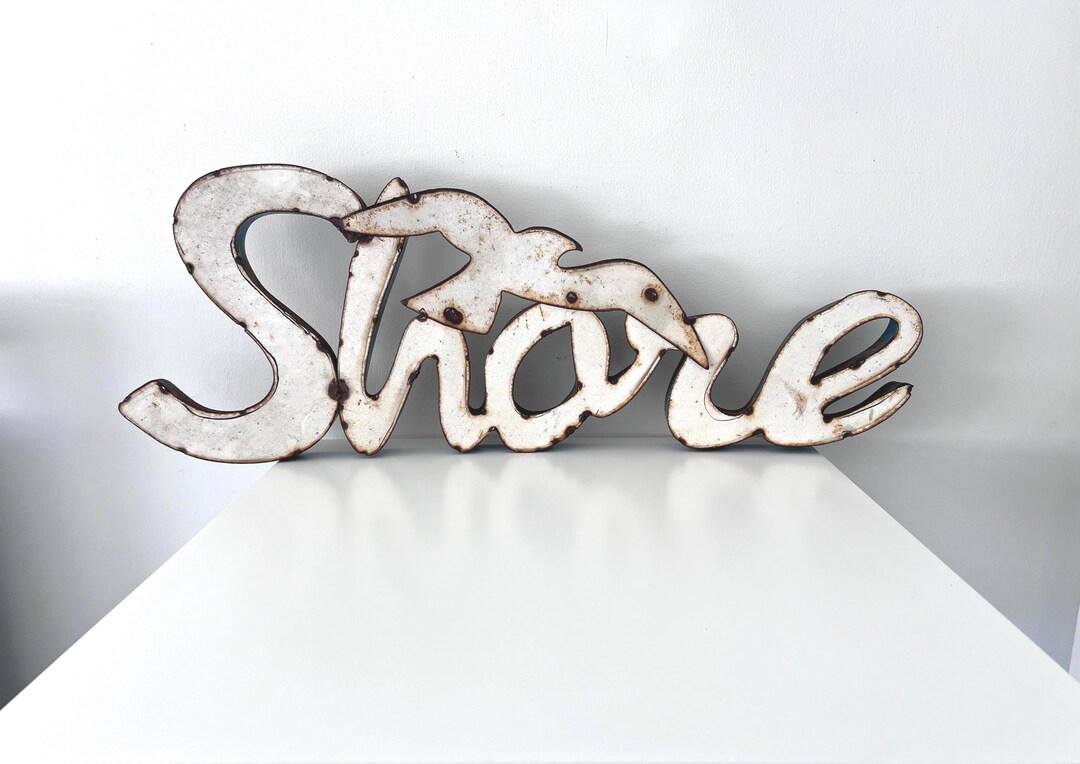 Vintage 'shore' Sign: Distressed Metal Beach House Decor - Etsy