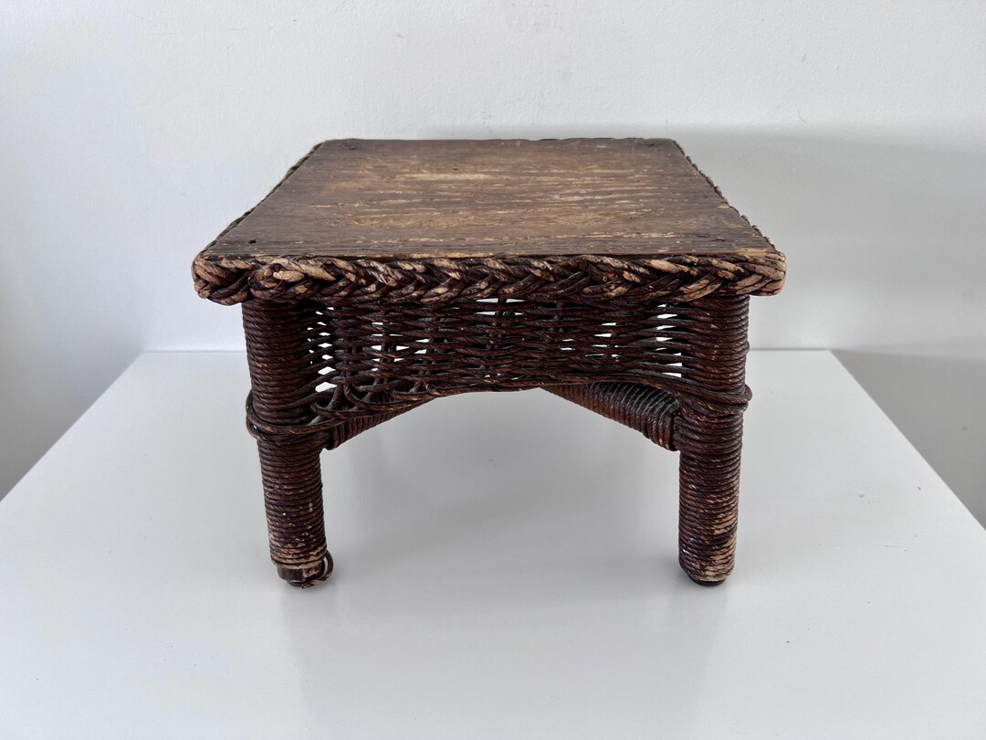 Vintage Wicker Foot Stool: Rustic Adirondack Farmhouse Decor - Etsy