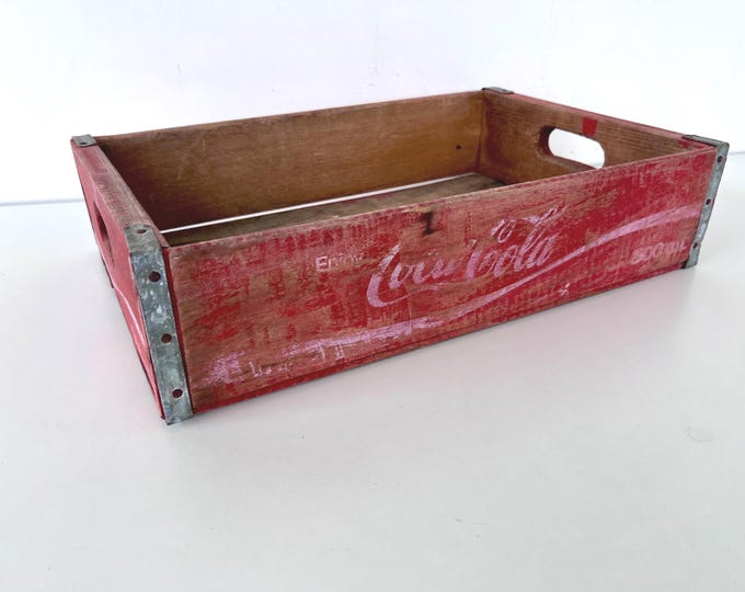 Vintage COCA-COLA CRATE, Rustic Wooden Soda Box With Red Paint, Metal ...