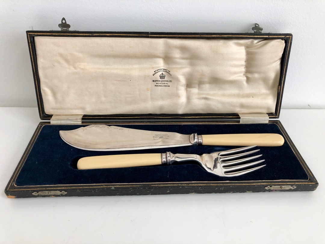 Vintage Mappin & Webb Silver Plated Fish Serving Set With Bone Handles ...