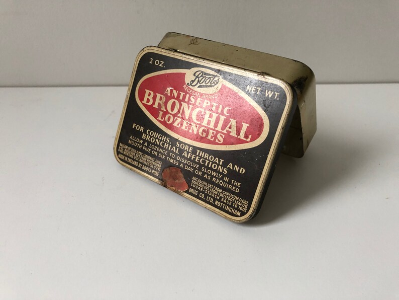 Vintage BOOTS LOZENGES TIN Antiseptic Bronchial Lozenges Old | Etsy