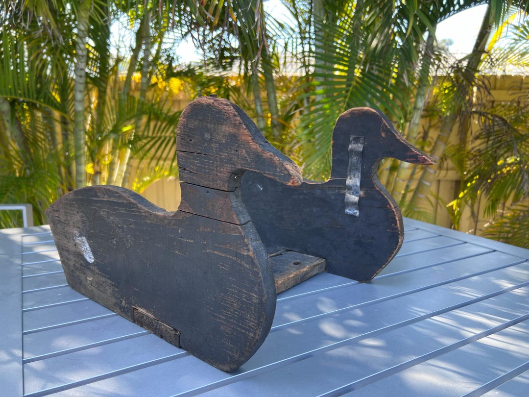 Vintage Double Duck Decoy: Primitive Hand Carved Wood, Rustic Cabin ...