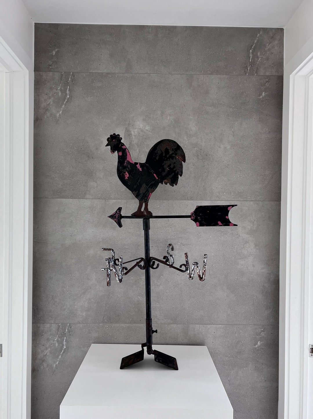 Vintage METAL ROOSTER WEATHERVANE, Shabby Chippy Weather Vane, Folk Art ...