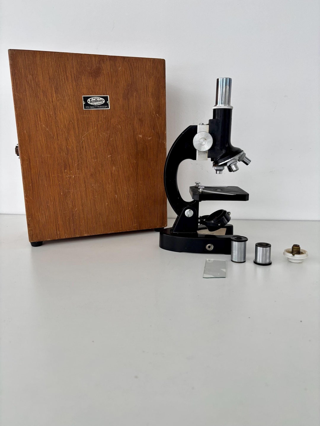 Vintage Tasco Deluxe Microscope: 1960s Student Microscope With Wood ...