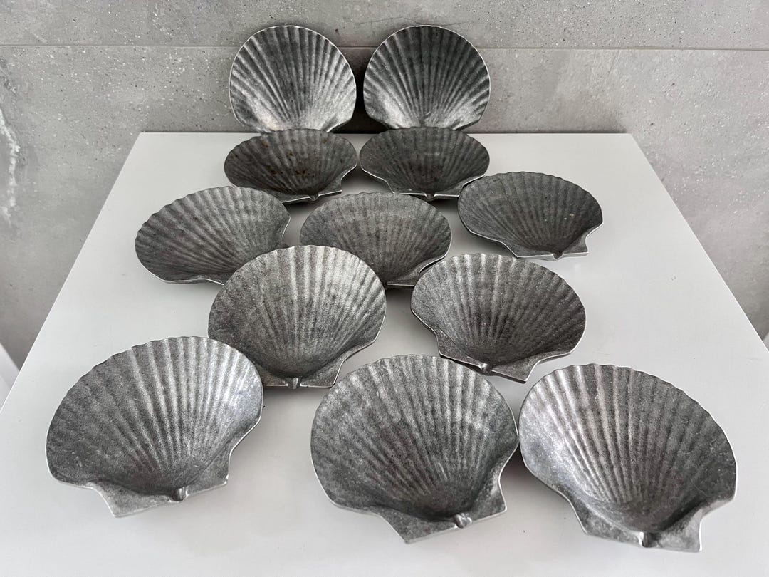 Vintage WILTON PEWTER SHELL Dish, Armetale Pewter Scallop-shaped Dish, Snack Serving Dishes ...