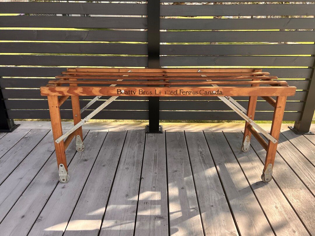 Vintage 1920s BEATTY Bros. WASHTUB STAND, Slatted Wood Bench, Foldable ...