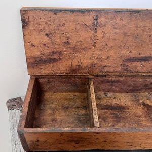 Vintage Early 1900s 33 LONG WOOD BOX With 3 Compartments & Hinged Lid ...