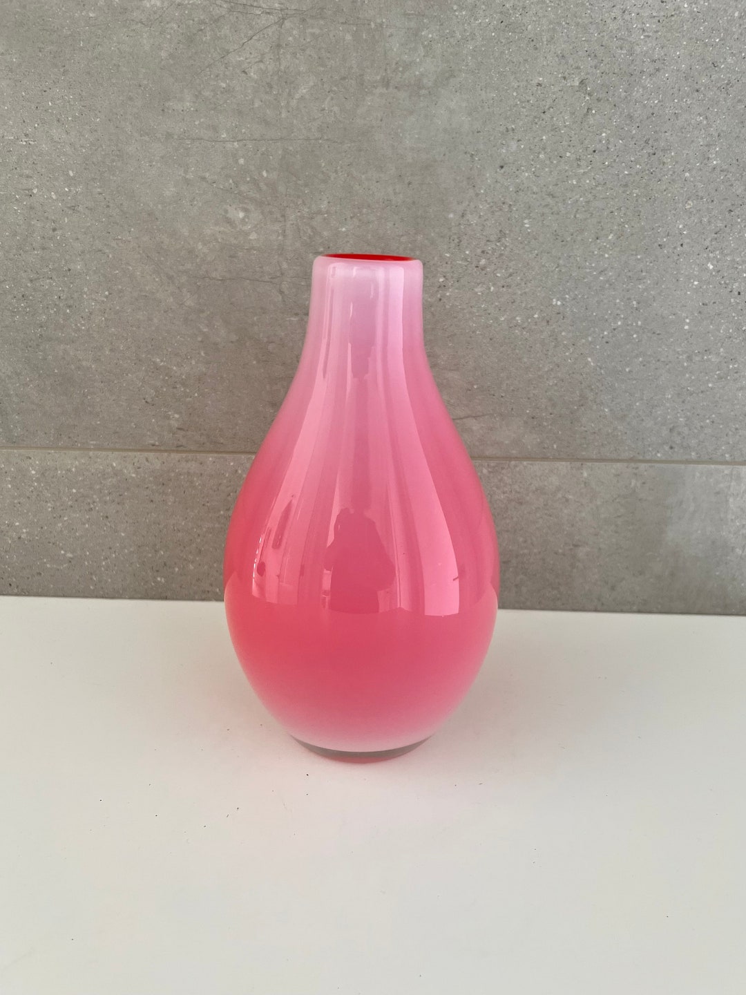 Vintage Pink ART GLASS VASE, Gradient Pink Vase, Mid-century Modern ...