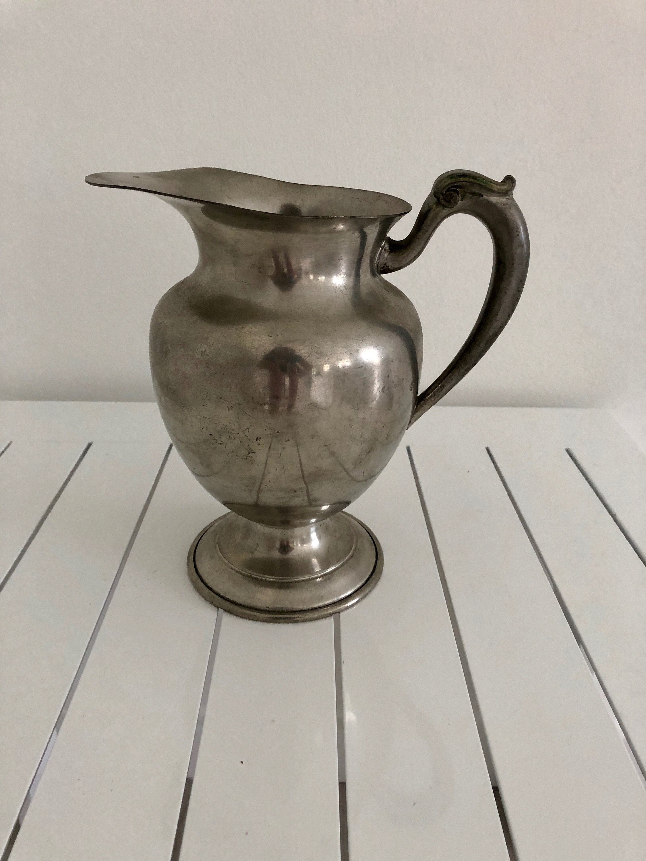 Drink & Barware Kitchen & Dining Vintage Large Aged Genuine Pewter ...