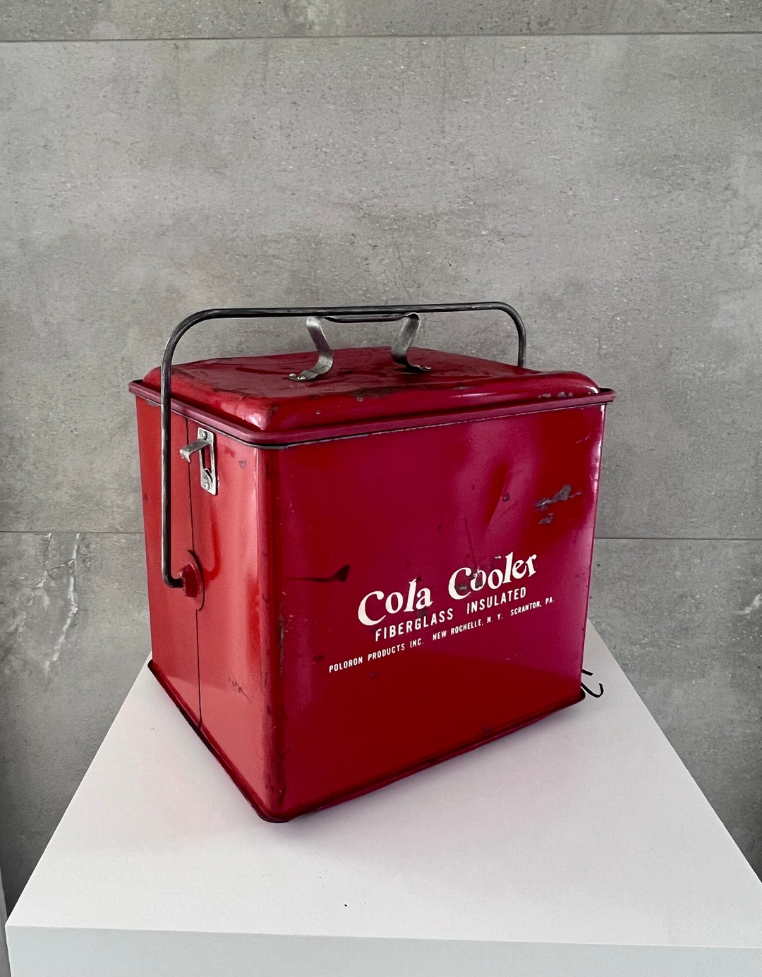 Vintage 1950s RETRO COLA COOLER, Red Metal Soft Drink Cooler ...