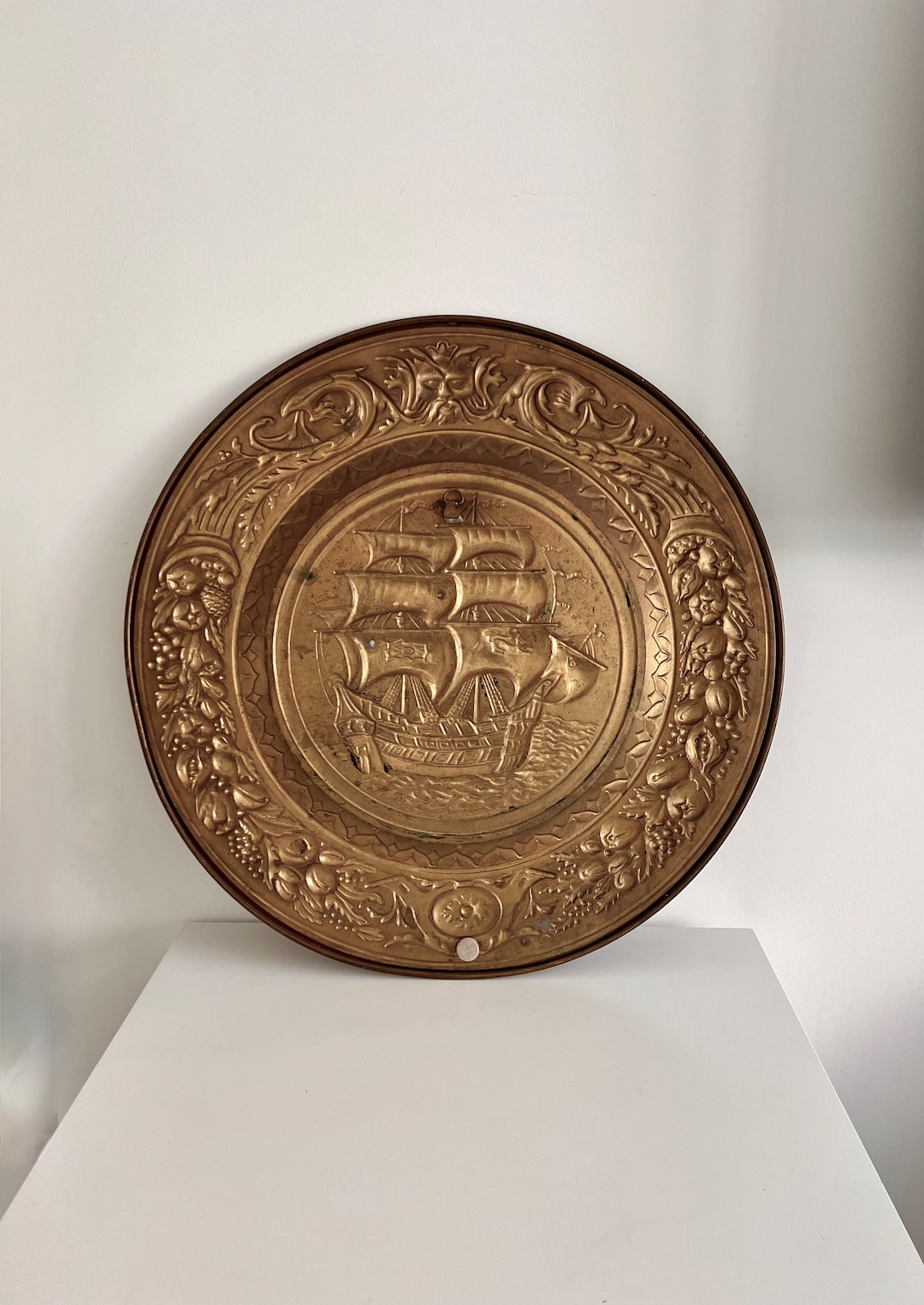 Vintage Brass Clipper Ship Plate: Nautical Maritime Wall Decor - Etsy