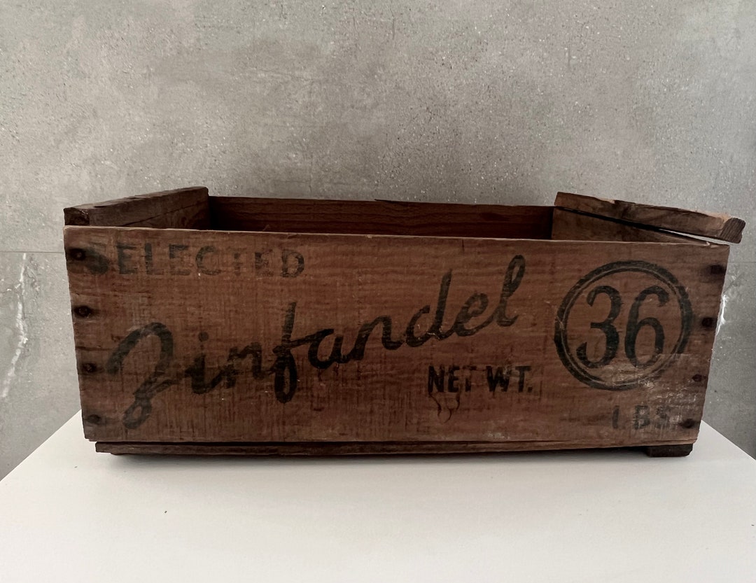 Vintage ZINFANDEL WOOD CRATE, Wooden Packing Crate, 36 Lbs. Shipping ...