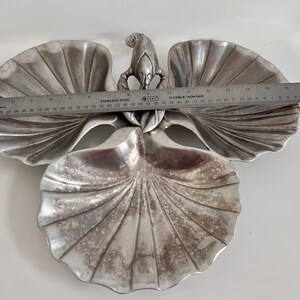 Vintage Huge CLAM SHELL SERVING Platter, Pewter 3 Bowl Serving Tray W ...