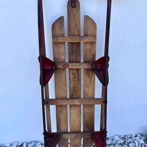 Vintage ASTRTO JET SLED, Wood Sled, Bright Red & Bluegraphics, Rustic ...