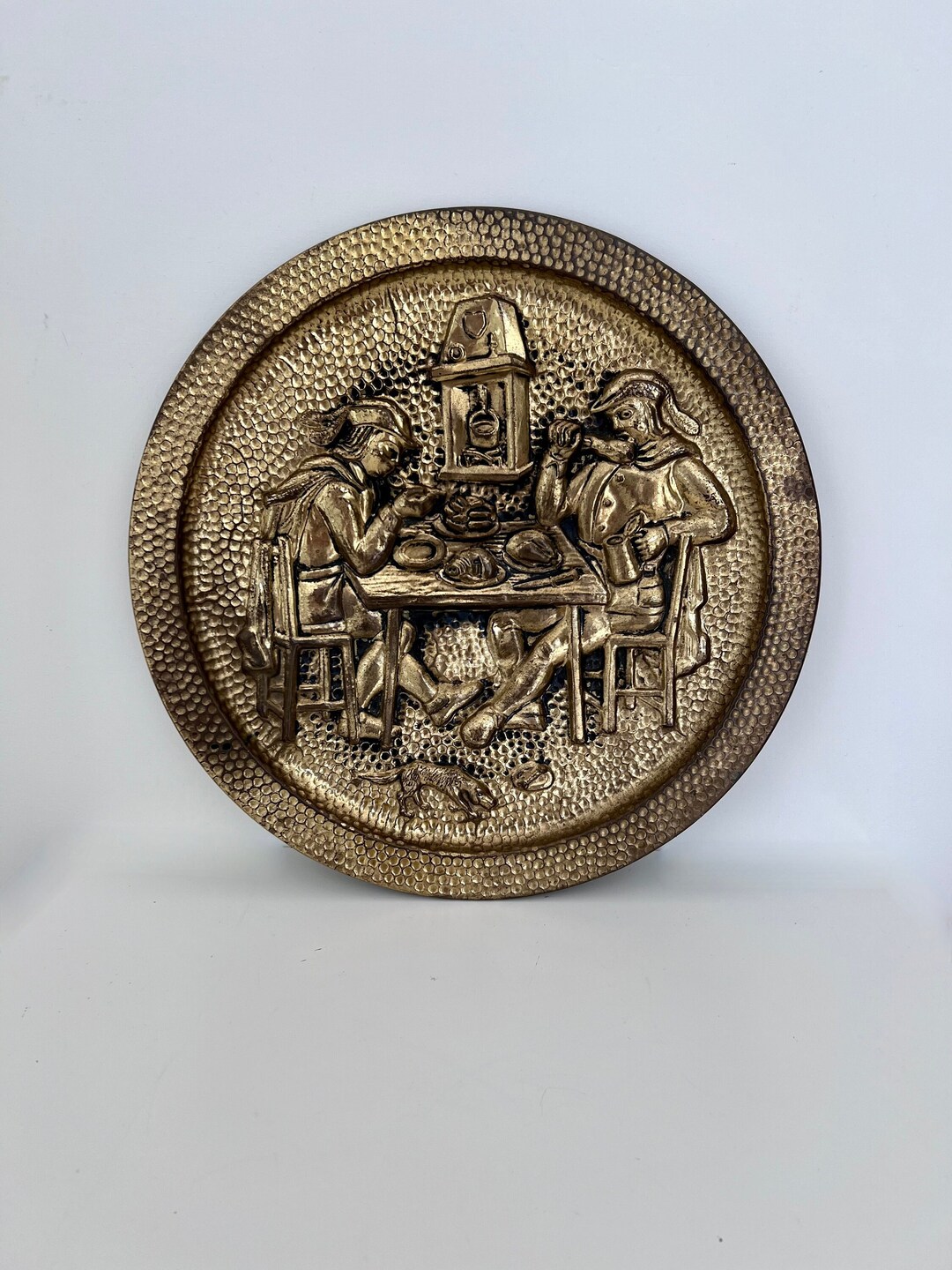 Vintage OLD WORLD BRASS Plate, 16" X 16" Brass Tavern Plate, Hammered ...