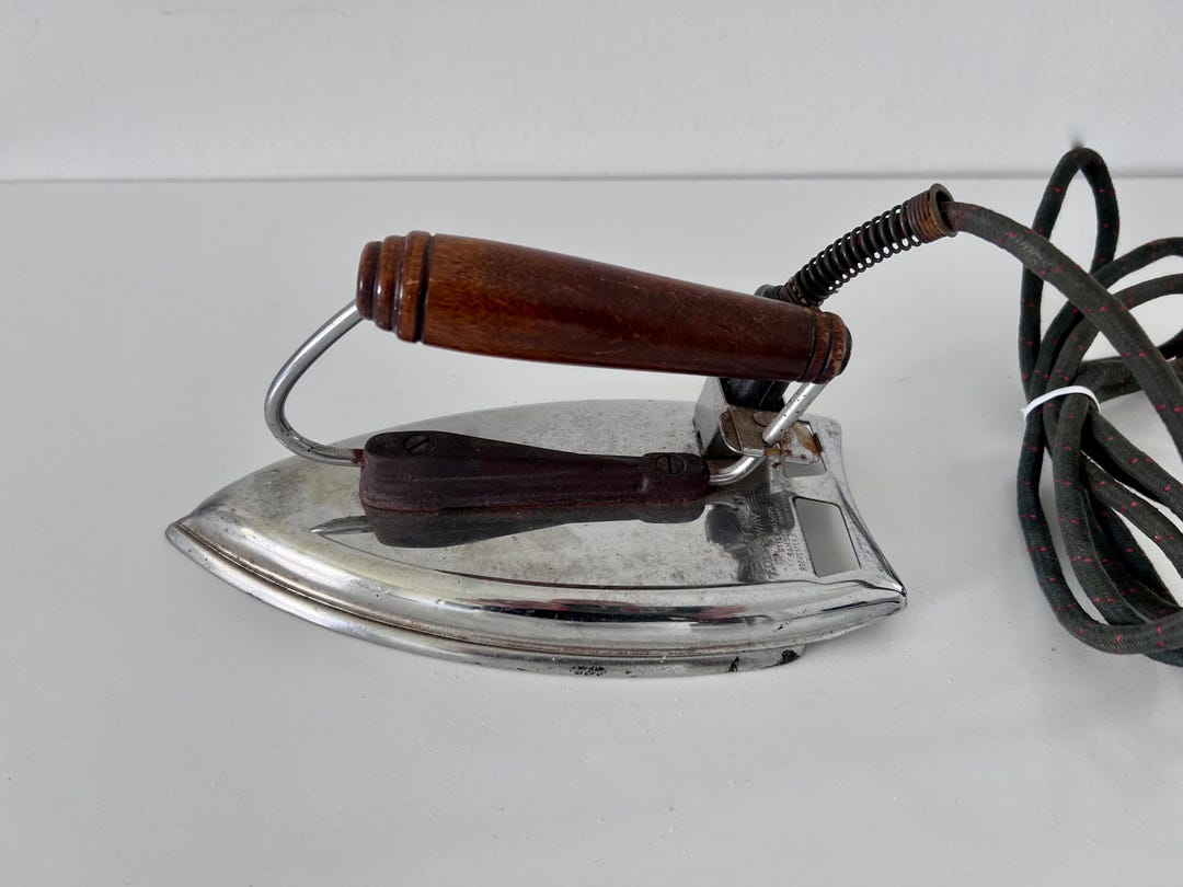 Vintage SAMSON FOLD AWAY Iron, Electric Iron, Working Iron W/ Wood ...