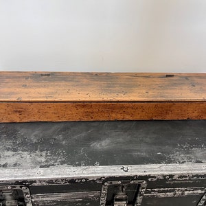 Vintage Early 1900s 33 LONG WOOD BOX With 3 Compartments & Hinged Lid ...