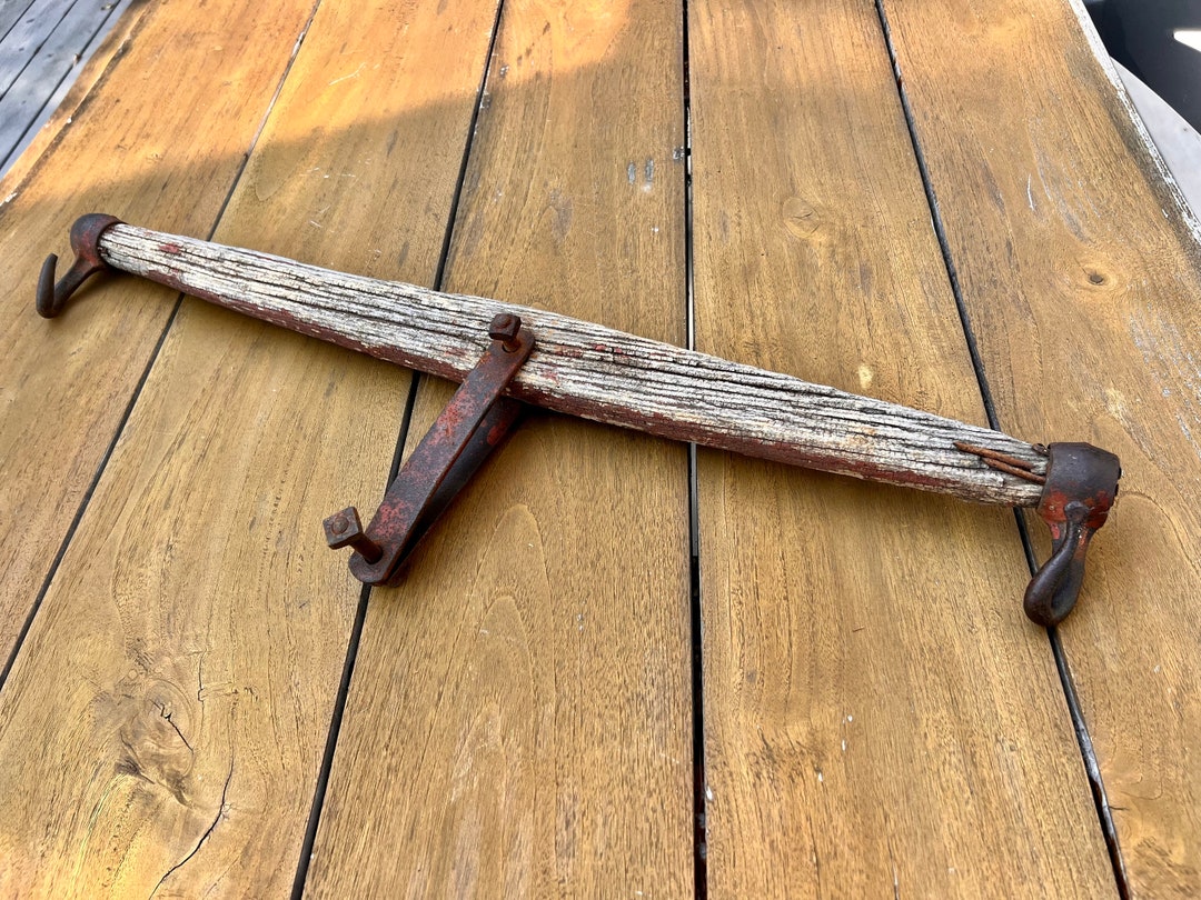 Rustic Wood Whiffletree: Antique Farm Yoke With Hand-forged Iron - Etsy