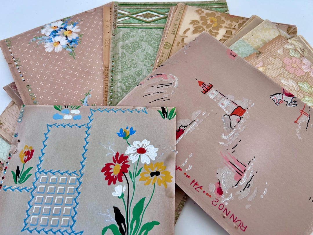 ANTIQUE WALLPAPER SAMPLES Pack, 1941 Wallpaper Samples Pages From ...