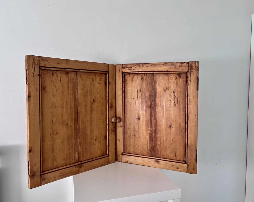 Vintage Pine Cupboard Doors: Rustic Farmhouse Cabinet Pair (28x23") - Etsy