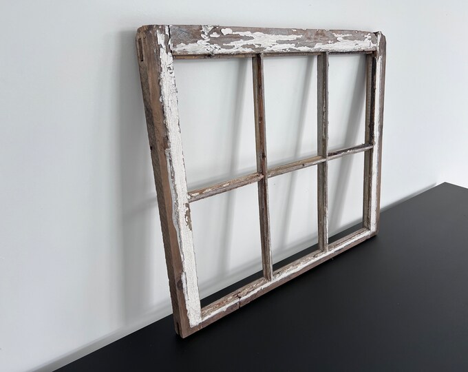 Vintage WHITE WINDOW FRAME, 6 Pane Wood Window Frame No Glass ...