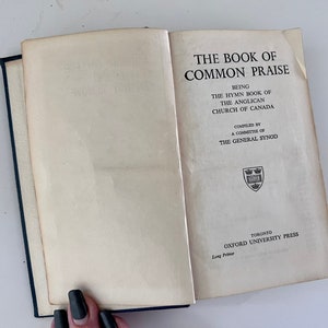 Vintage 1920s Anglican Hymn Book: Oxford Book of Common Praise - Etsy