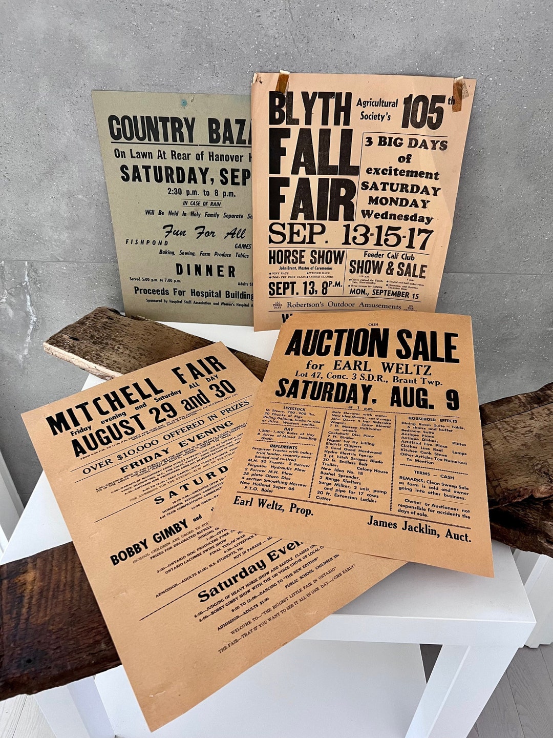 Vintage Original! FARM AUCTIONS & County Fairs ADVERTISING Broadsides ...