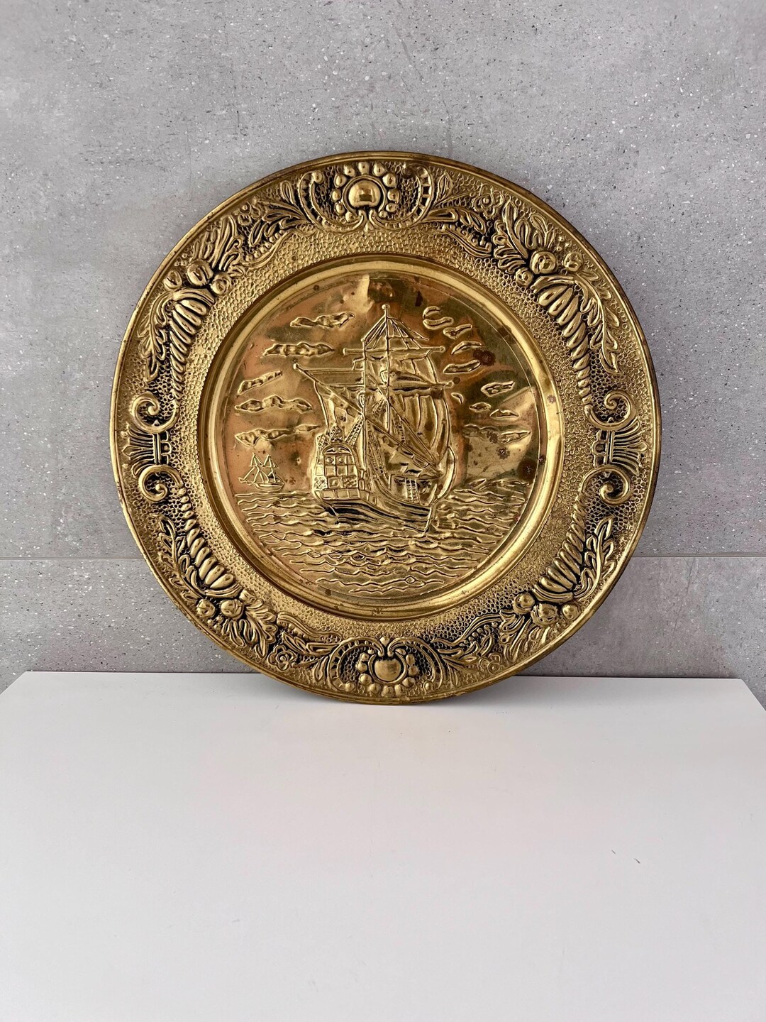 Vintage Brass Clipper Ship Plate: Nautical Maritime Wall Decor - Etsy
