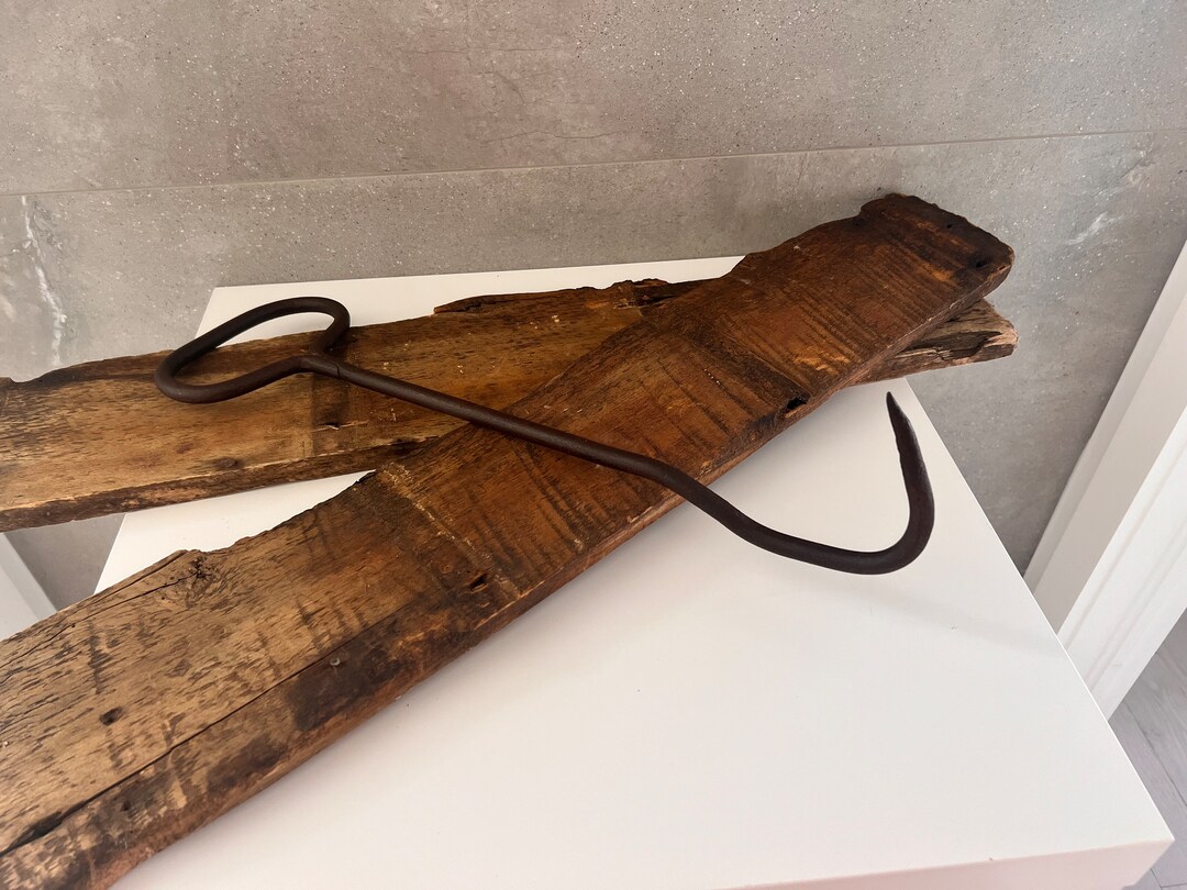 Vintage Large! HAY BALE HOOK, Hand Forged Cast Iron Hay Hook, Antique ...